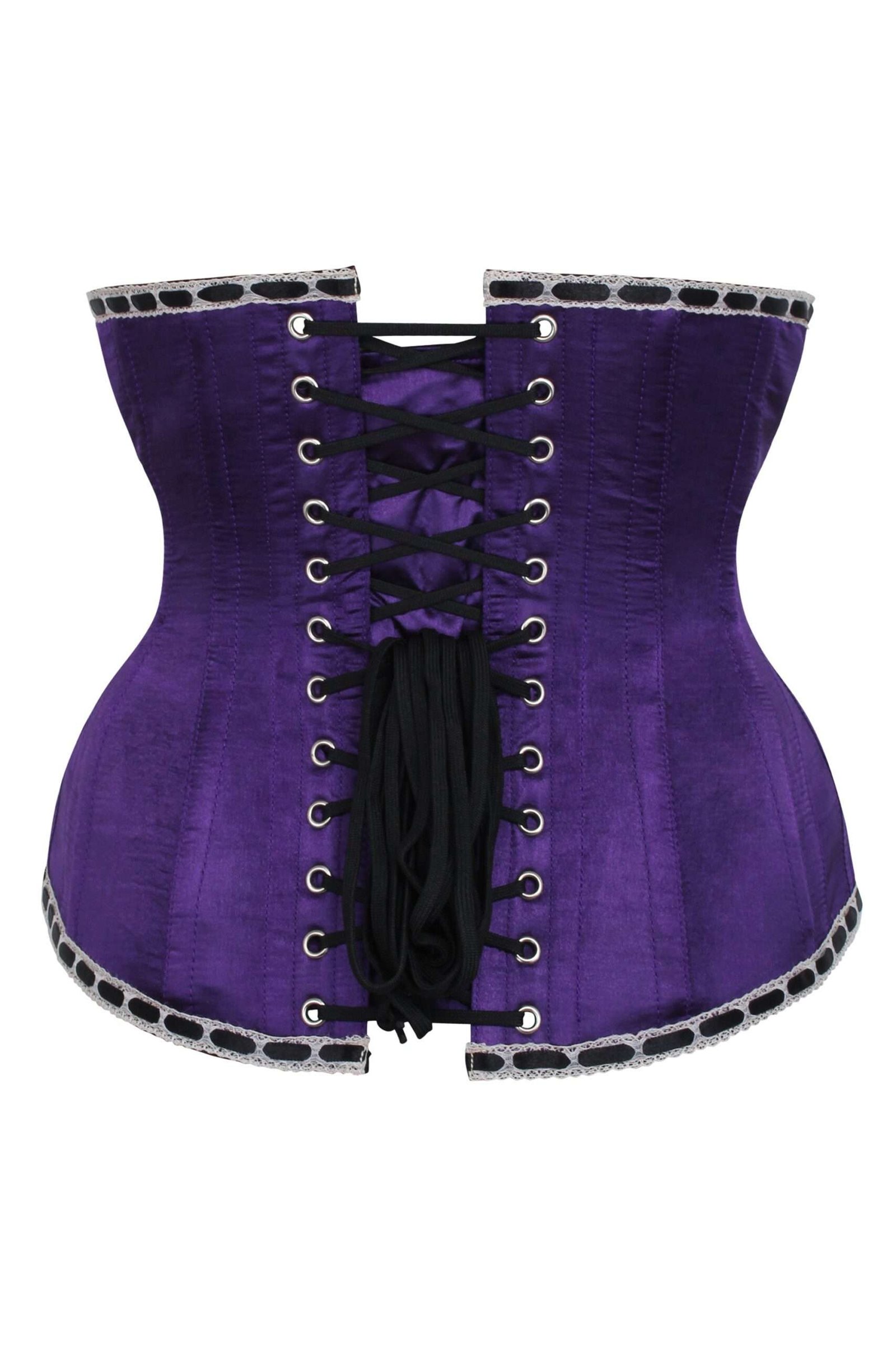 Half purple victorian circus inspired longline corset - Curvy Corset