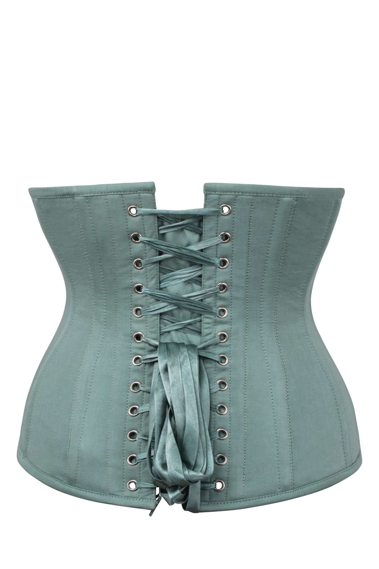 Half Sage green longline corset - Curvy Corset