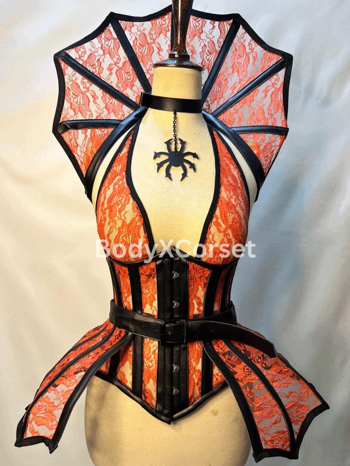 Red Lace Gothic Spider Corset: Steampunk Cosplay Costume with Wings ...
